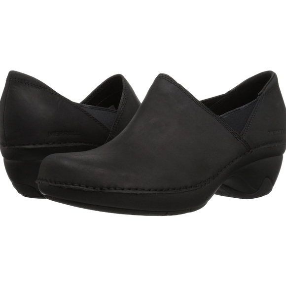 Merrell | Shoes | Merrell Black Nubuck Emma Rubber Soled Clogs Sz 75 ...